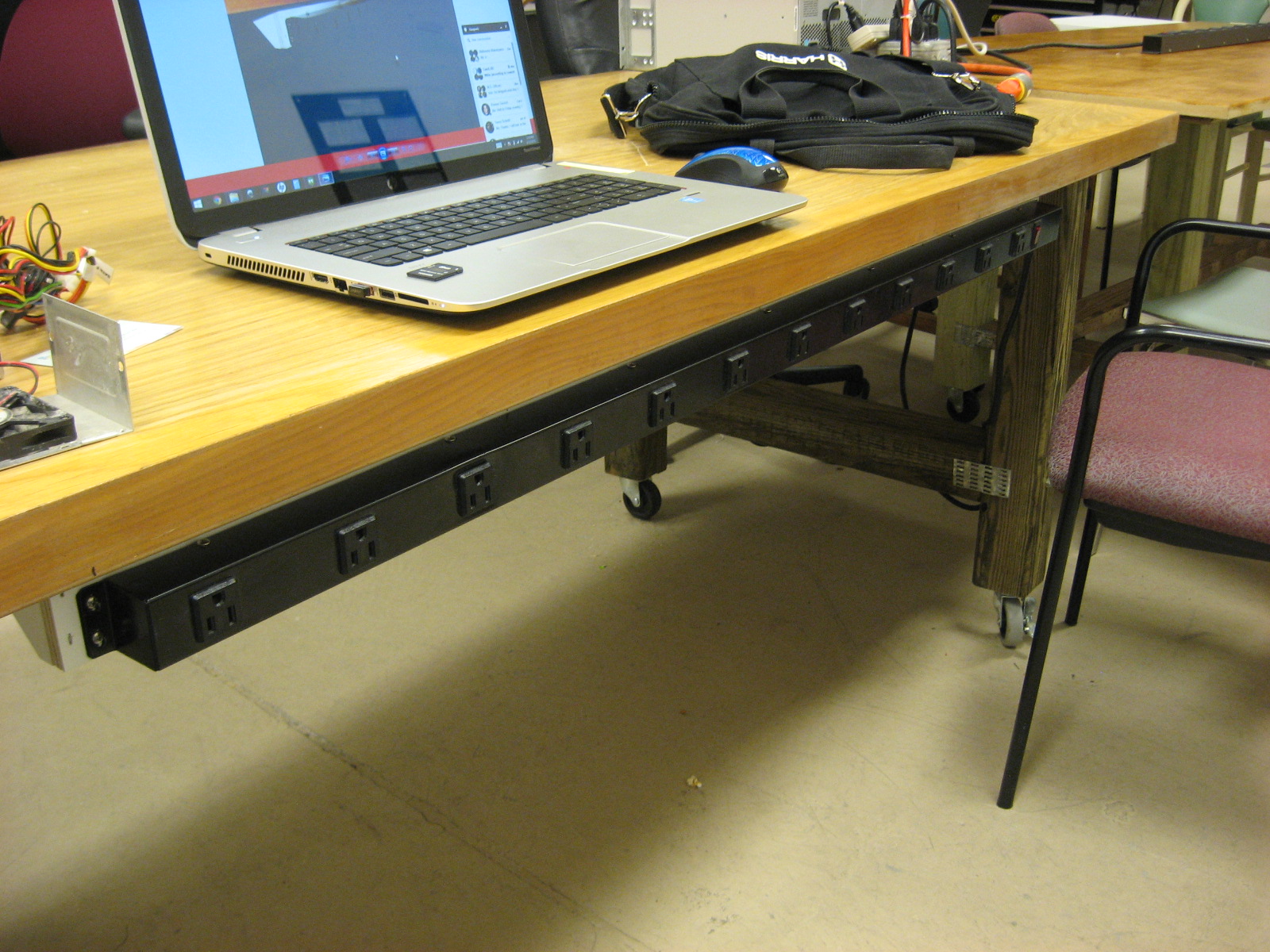 New! Power strips mounted to tables. - Melbourne Makerspace